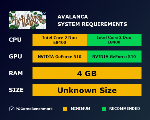Avalanca system requirements - PCGameBenchmark
