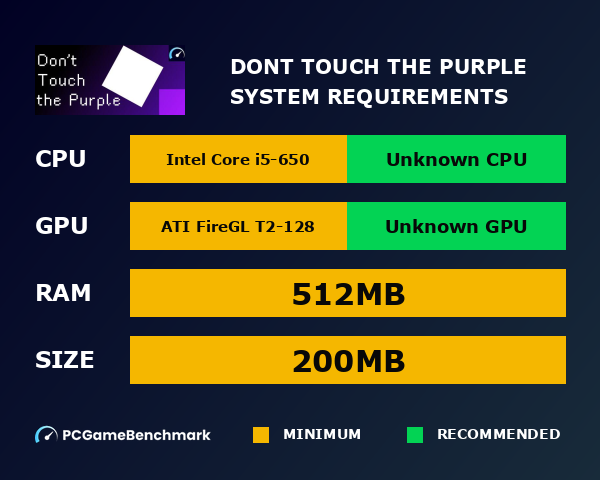 Don't Touch the Purple system requirements - PCGameBenchmark