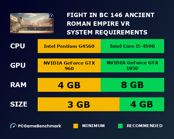 Fight in BC 146 ancient Roman Empire VR system requirements ...