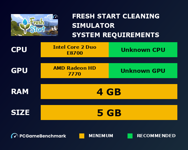 Fresh Start Cleaning Simulator system requirements - PCGameBenchmark