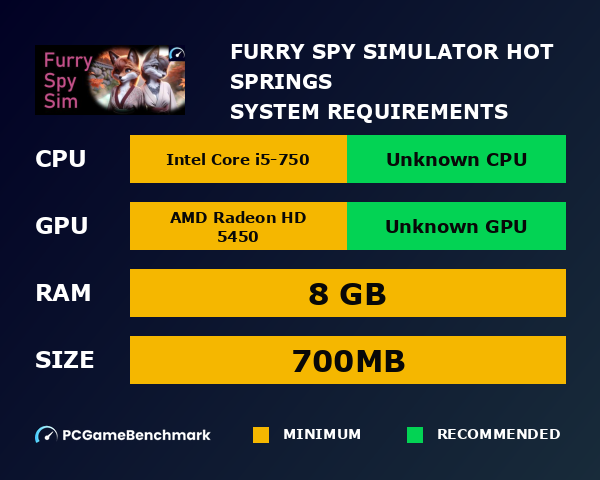 Furry Spy Simulator: Hot Springs system requirements - PCGameBenchmark