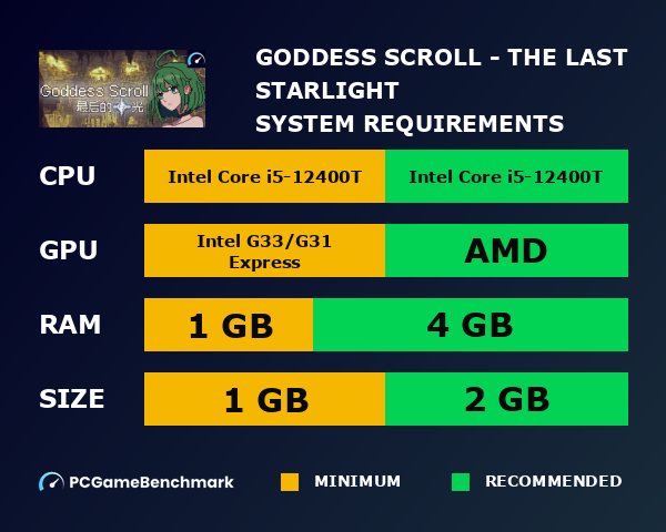 Goddess Scroll - The Last Starlight system requirements - PCGameBenchmark