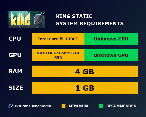 King Static system requirements - PCGameBenchmark