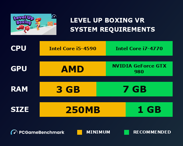 Level Up Boxing VR system requirements - PCGameBenchmark