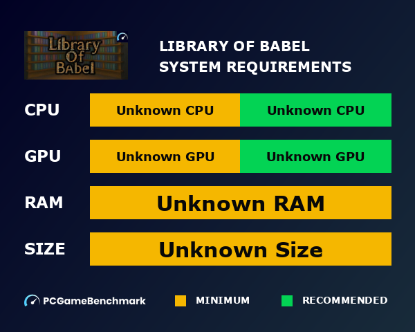Library Of Babel - PCGameBenchmark