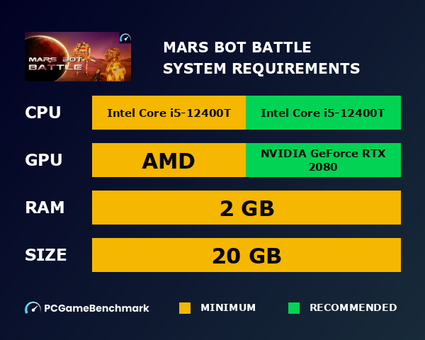 Mars Bot Battle system requirements - PCGameBenchmark