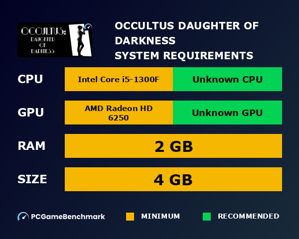 Occultus: Daughter of Darkness system requirements - PCGameBenchmark