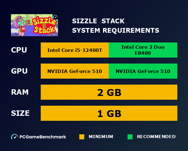 Sizzle & Stack system requirements - PCGameBenchmark