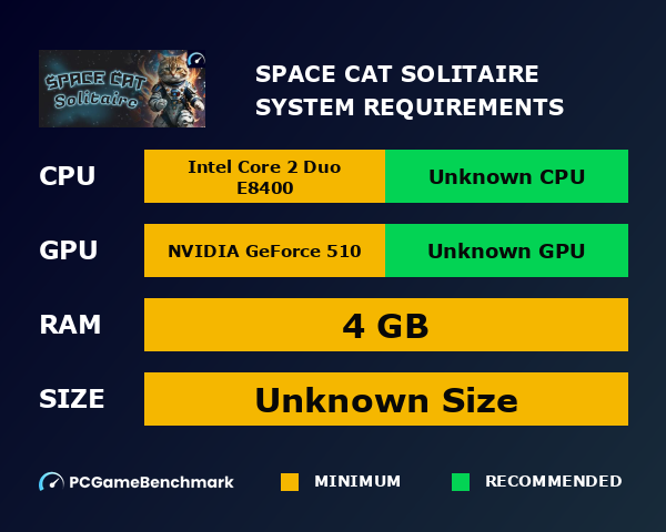 Space Cat Solitaire system requirements - PCGameBenchmark