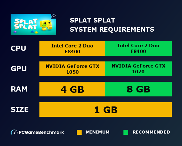 Splat Splat system requirements - PCGameBenchmark