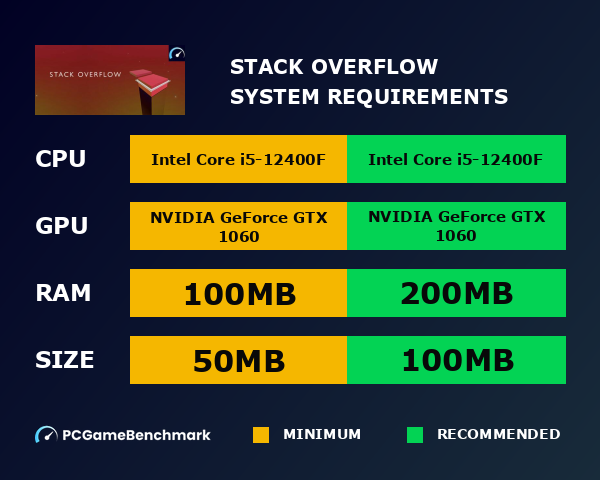 STACK OVERFLOW system requirements - PCGameBenchmark