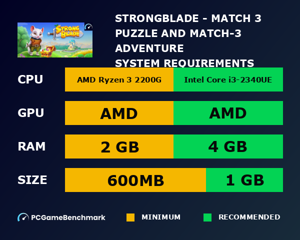 Strongblade - Match 3 Puzzle and Match-3 Adventure system requirements ...