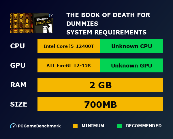The book of death for dummies system requirements - PCGameBenchmark