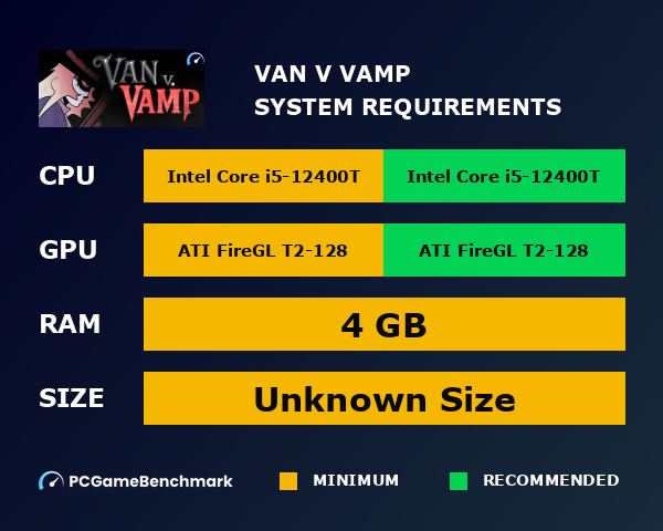 Van v. Vamp system requirements - PCGameBenchmark