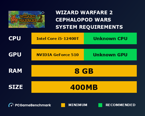 Wizard Warfare 2: Cephalopod Wars system requirements - PCGameBenchmark